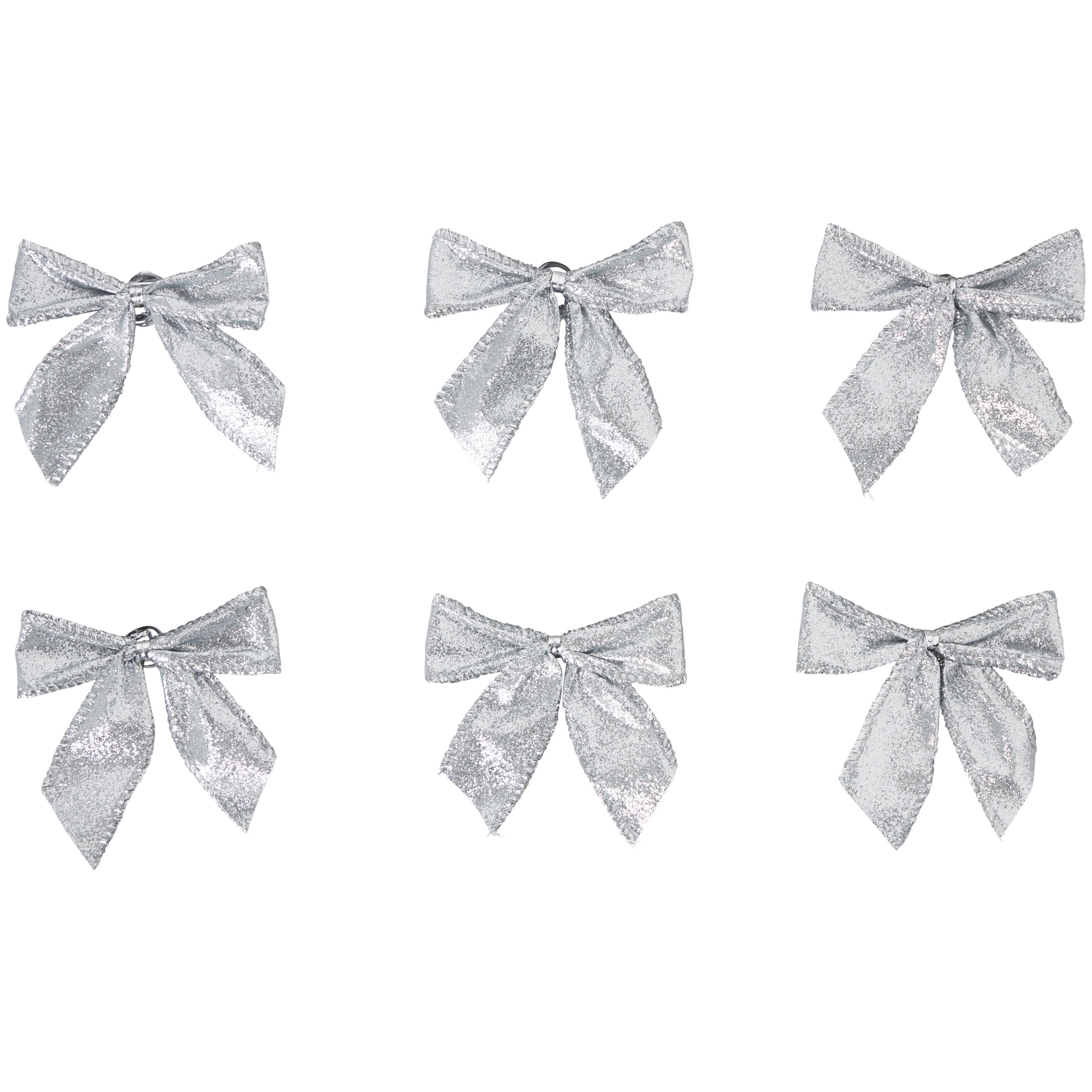 Silver Christmas Tree Topper Polyester Bows, 6 Count, by Holiday Time ...