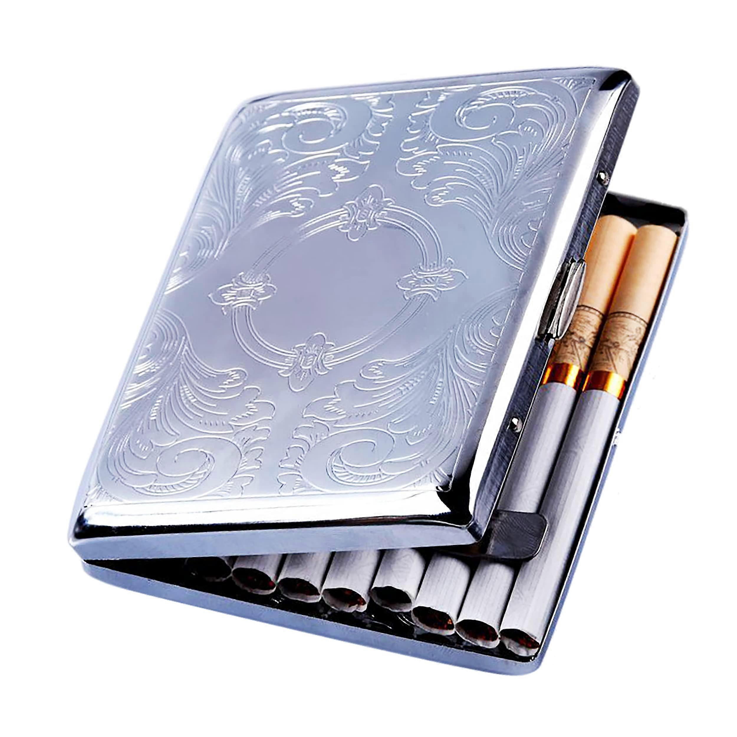 Silver Cigarette Case Box Metal Cigarette Case for Men Can Holds 20 ...