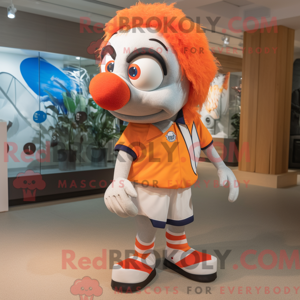 Silver Clown Fish REDBROKOLY mascot costume character dressed with a ...