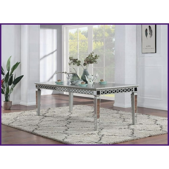 Silver Coffee Table with Mirror Edges - Modern Design, Space-Saving for ...