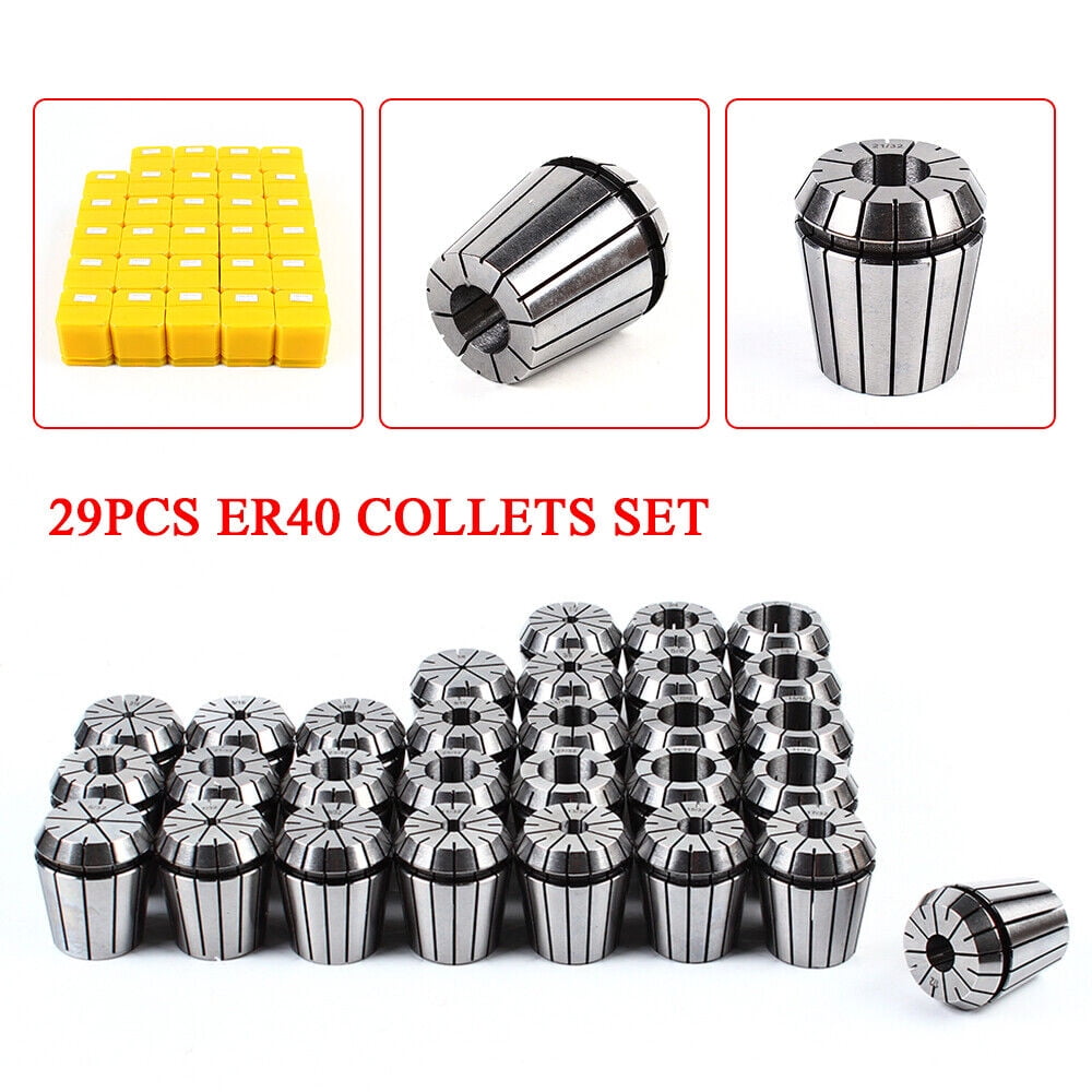 Silver Collet Set, ER40 Spring Collet Set, 29PCS ER40 Collets (1/8 Inch ...
