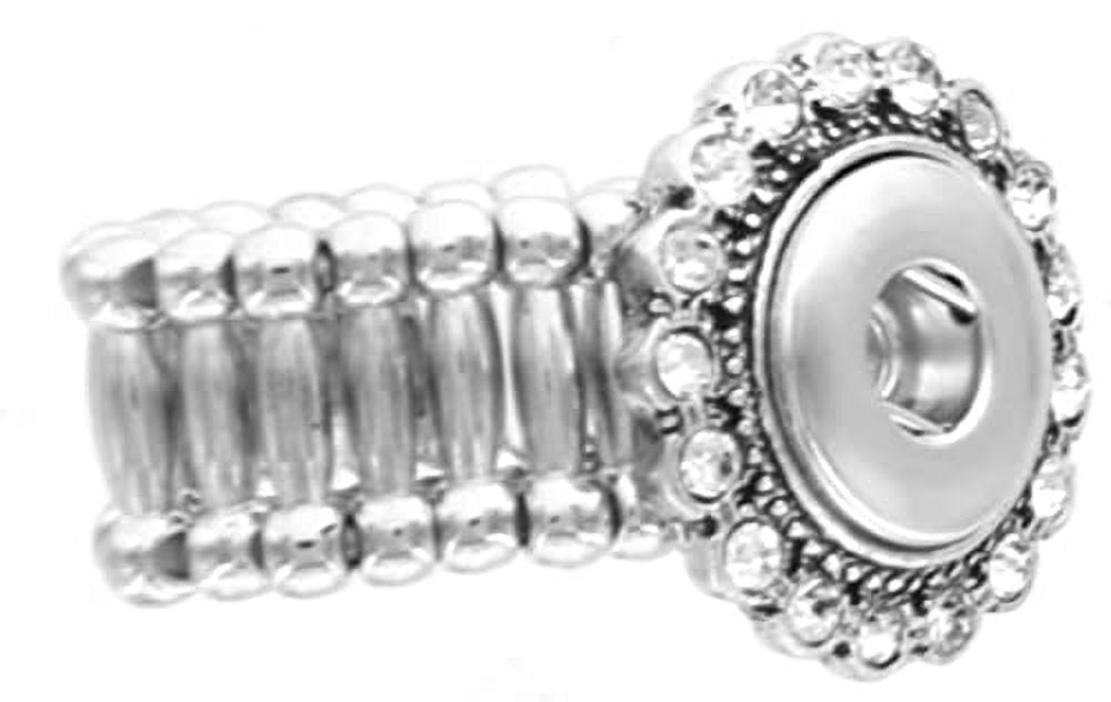 Silver Color Adjustable Rhinestone Snaps Ring fit 18mm snap Button ...