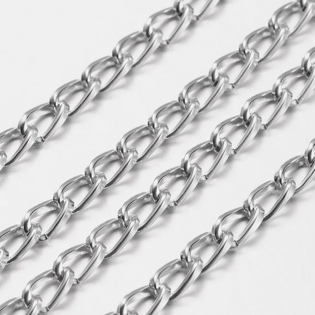 Silver Color Aluminum Twisted Chains Curb Chains Unwelded 5mm wide 9mm ...