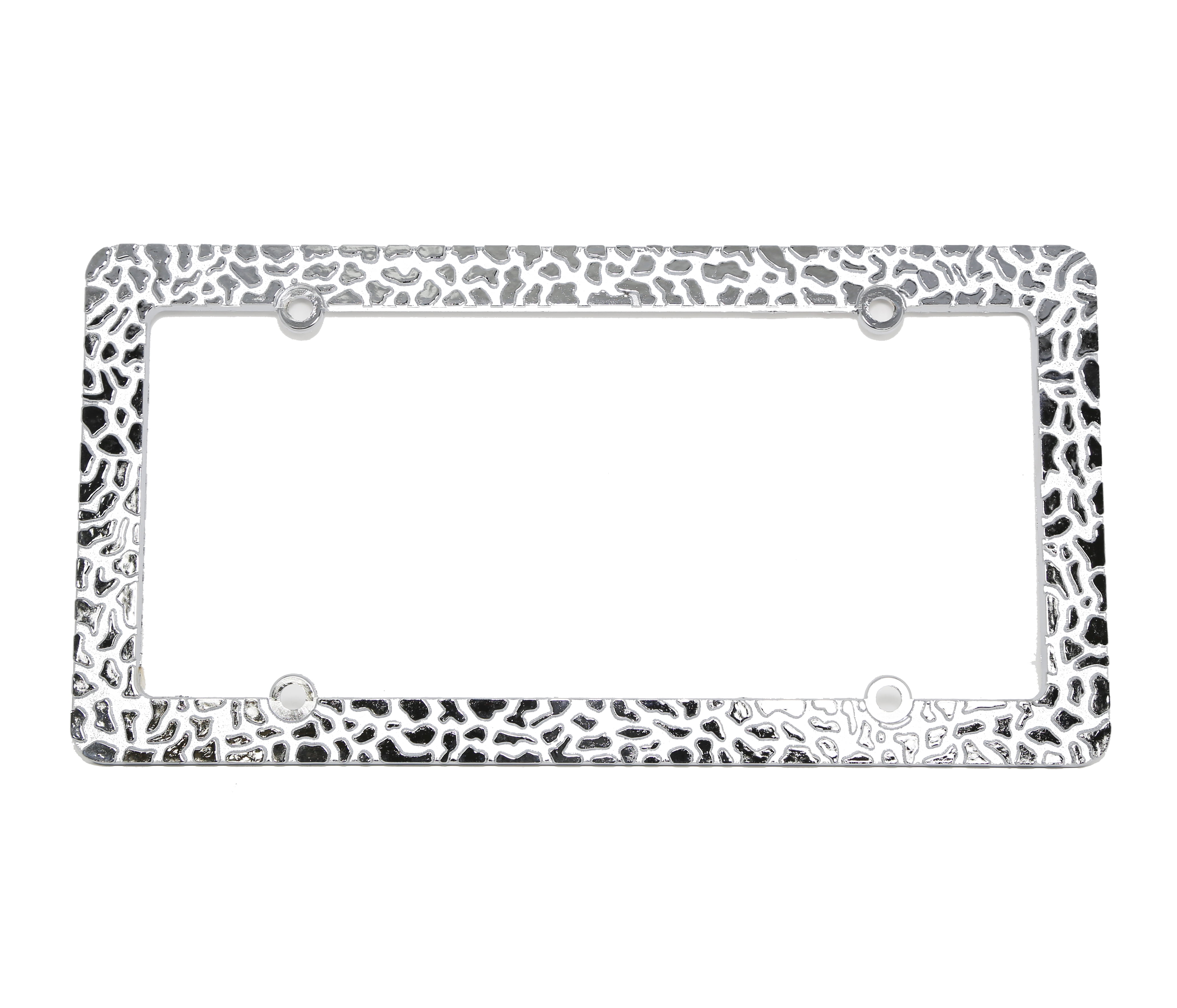Silver Color Cheetah/Leopard Print Metal License Plate Cover Frame w ...