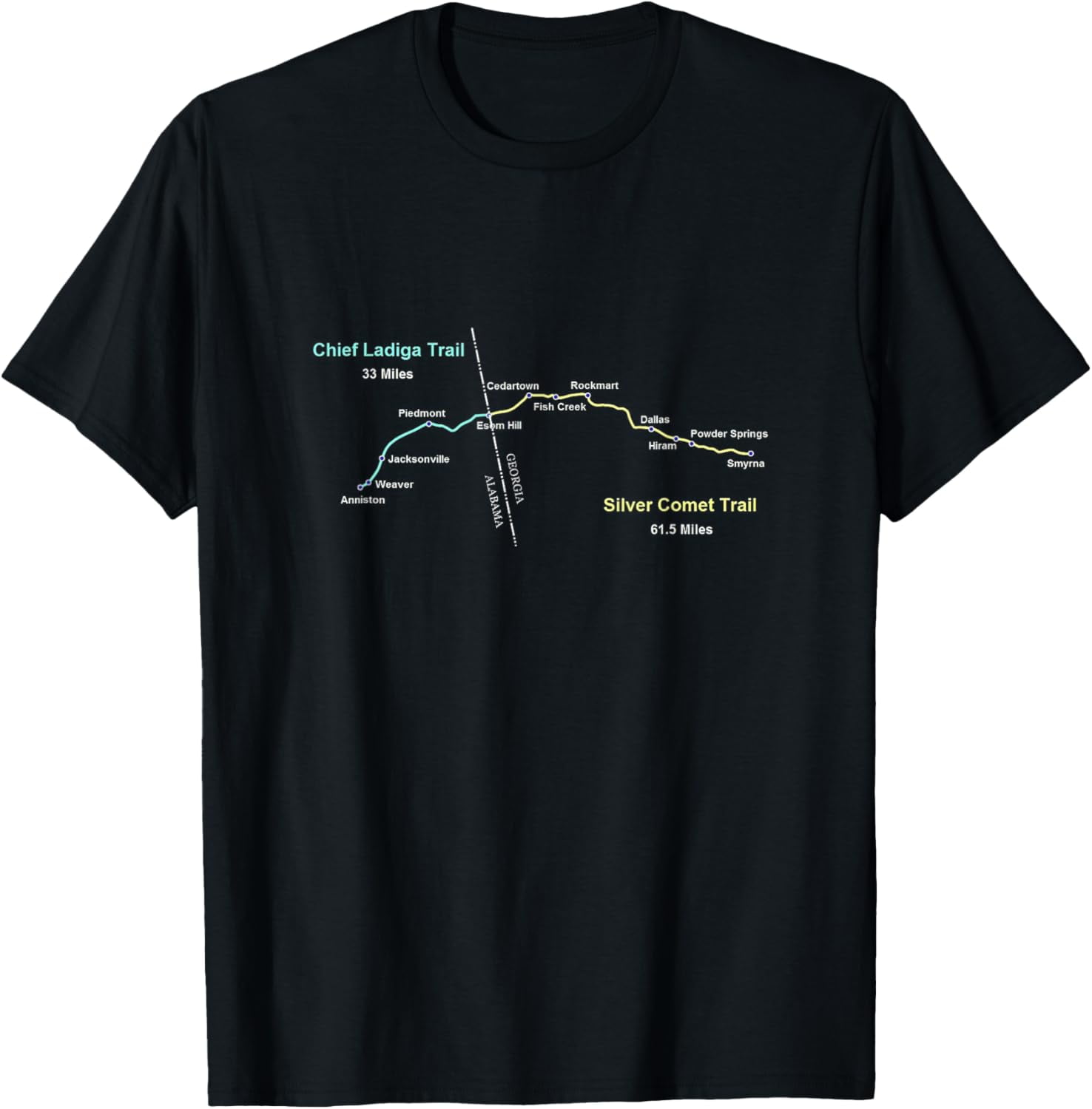 Silver Comet, Chief Ladiga Trail Route Map T-Shirt - Walmart.com