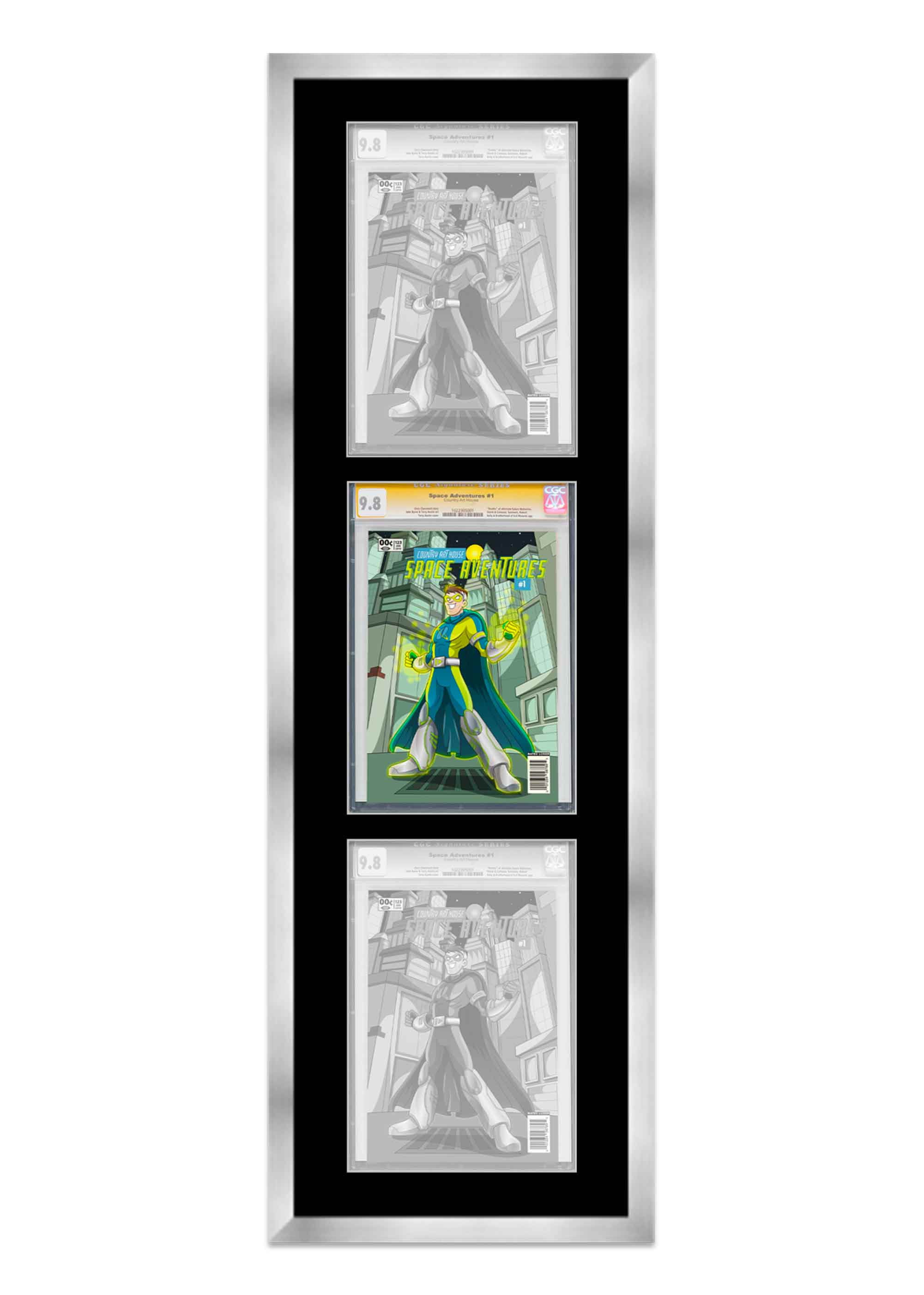 Silver Comic Book Frame with Black Mat - 3 Openingss to Display 3 CGC ...