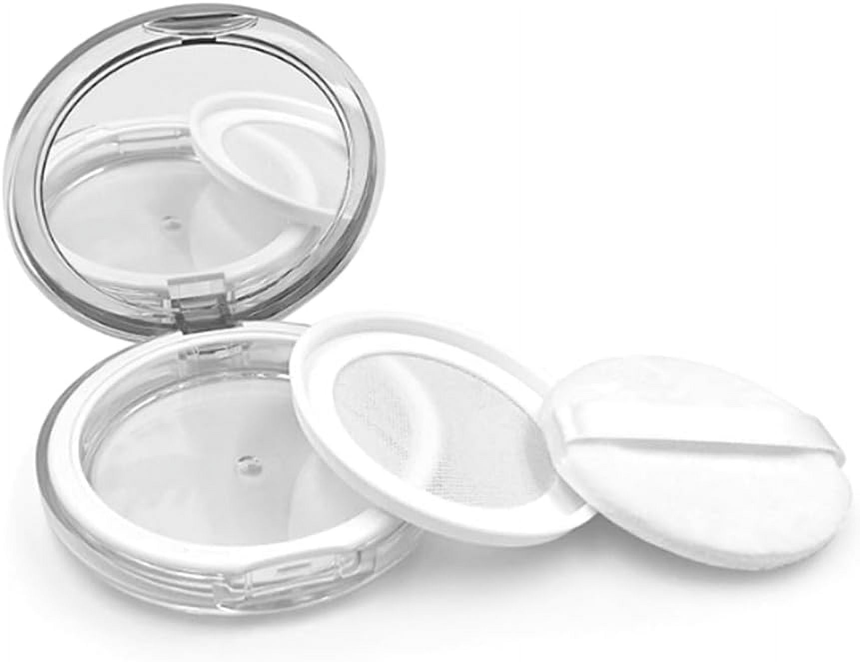 Silver Compact Loose Powder Box with Puff, Mirror, and Net Sifter ...