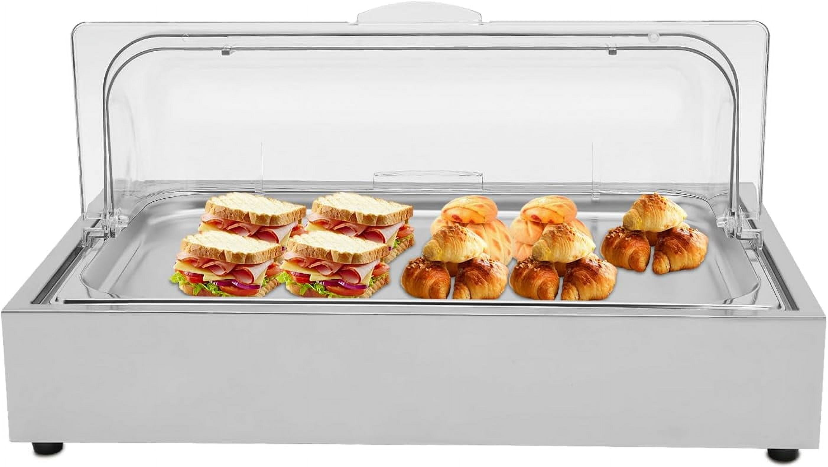 Silver Countertop Food Serving Display Container, 1.59Gal Stainless ...