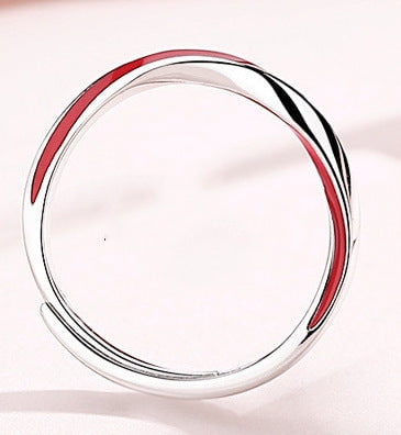 Silver Couple Ring Japanese And Korean Personality Red Mobius Ring Silver couple ring Japanese ...