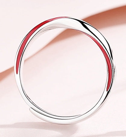 Silver Couple Ring Japanese And Korean Personality Red Mobius Ring Silver couple ring Japanese ...