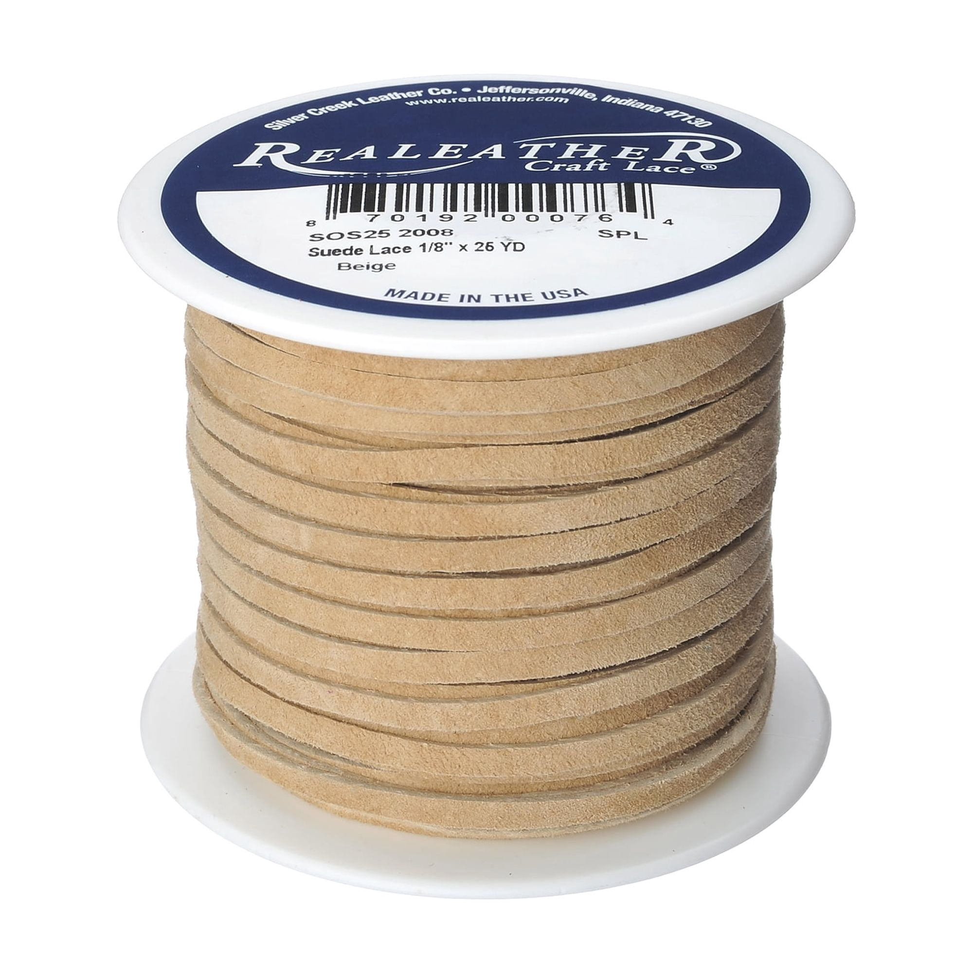 Silver Creek Leather Suede Lacing, 1/8 in X 25 yd, Natural - Walmart.com