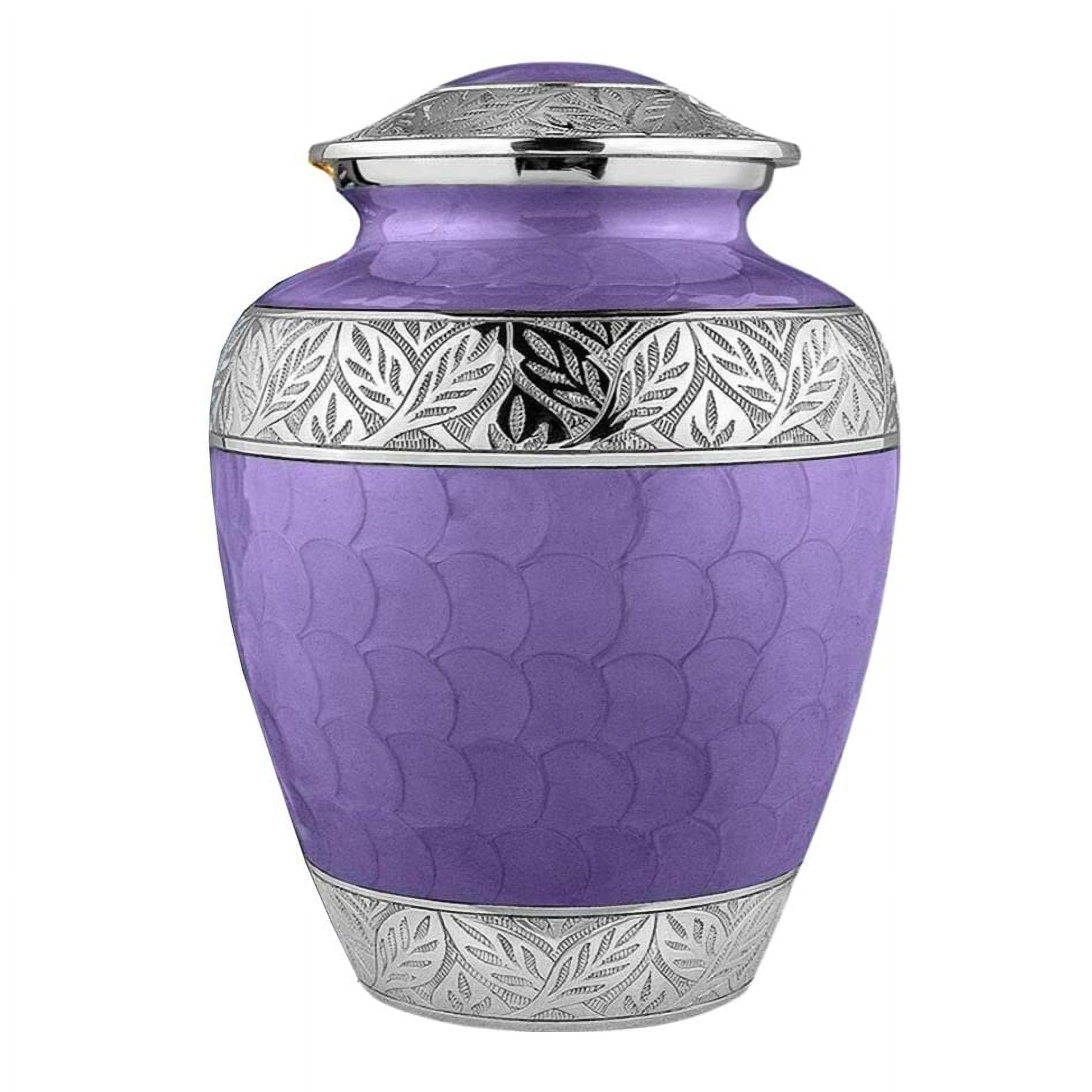 Silver Cremation Urn with Delicate Lavender and Pink Flowers - Peace and Serenity-Urn for Ashes ...