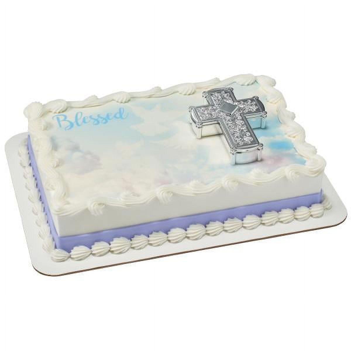 Silver Cross DecoSet Blessed with 1/4 sheet Edible Cake Topper ...