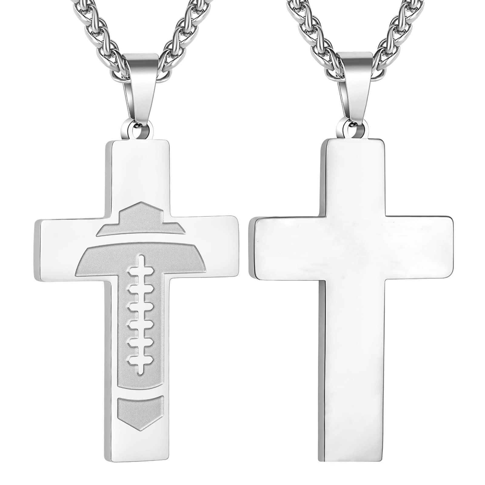 Silver Cross Necklaces for Men Stainless Steel Cross Pendant Chain ...