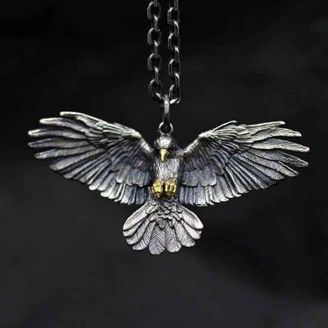Silver Crow Bird Necklace Gold Chain Pentacle Pentagram Magpie Movie ...