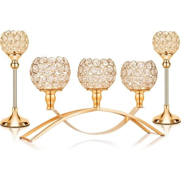 Miumaeov 12 Pack Crystal Candle Holders Gold Candle Holders Decorative ...