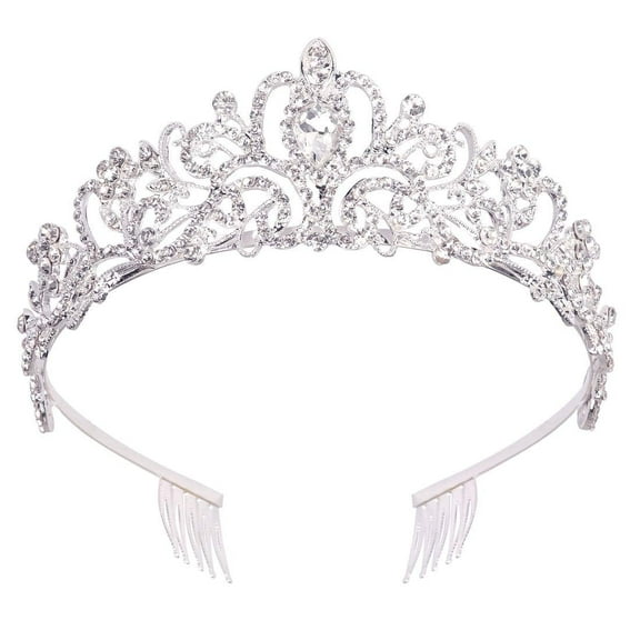 5pcs Princess Crystal Tiara Crown Headbands for Women, Silver Metal ...