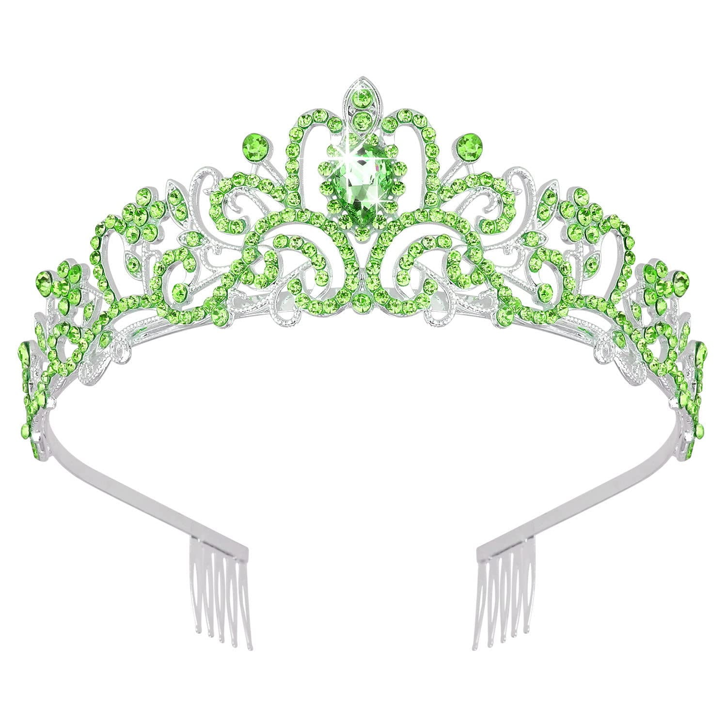 Silver Crystal Tiara Crown Headband Princess Elegant Crown with combs ...