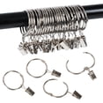 Silver Curtain Rings with Clips 1.25" Inside Diameter Drapery Rod ...