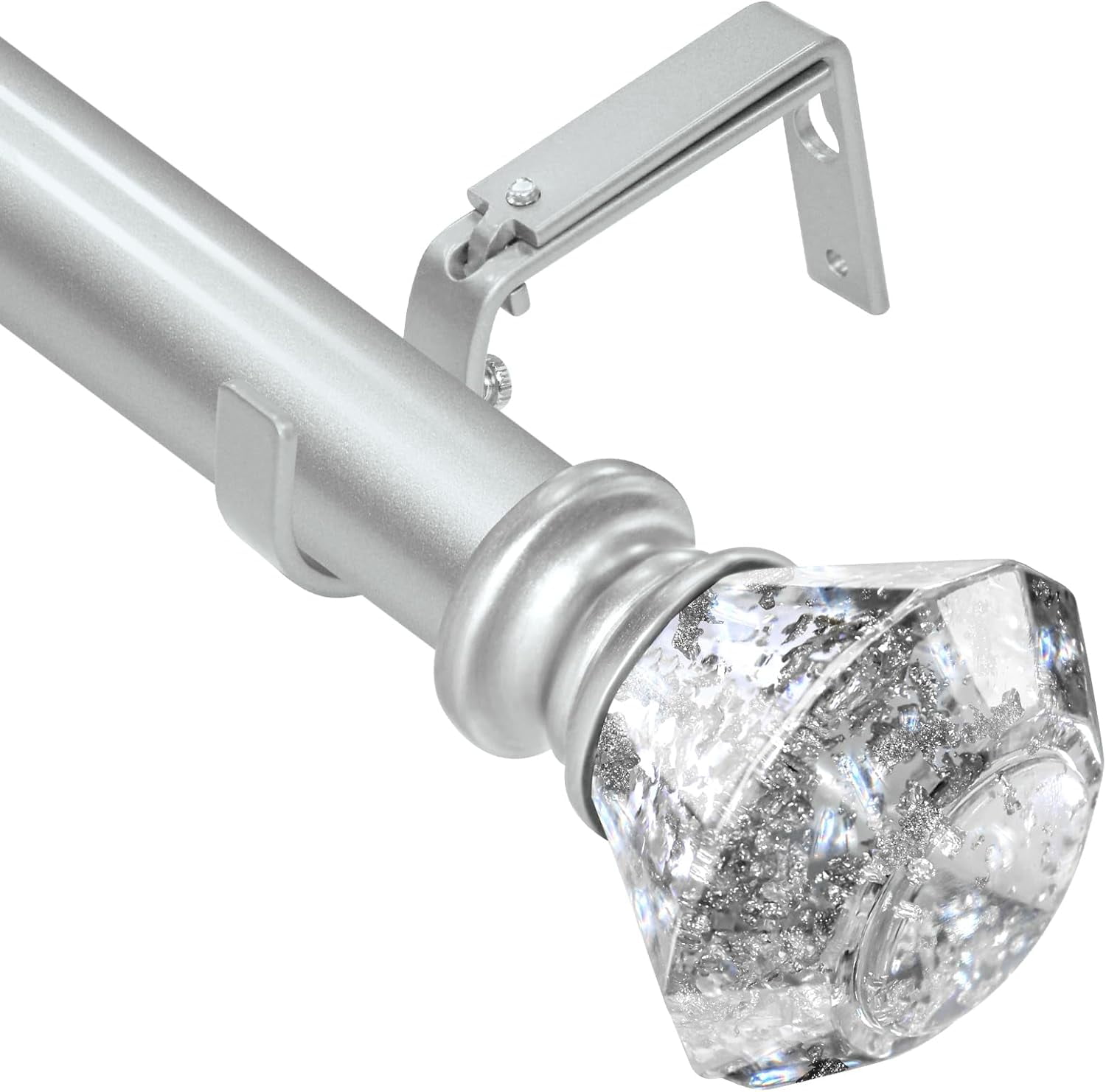 Silver Curtain Rods 48 To 84 Inch (4-7 Ft), Modern Decorative Heavy ...