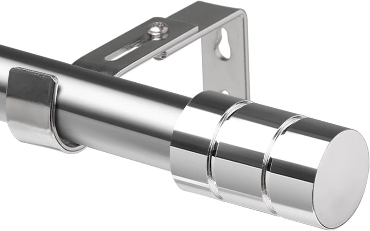Silver Curtain Rods for Windows 28 to 48 Inch-1" Small Heavy Duty ...