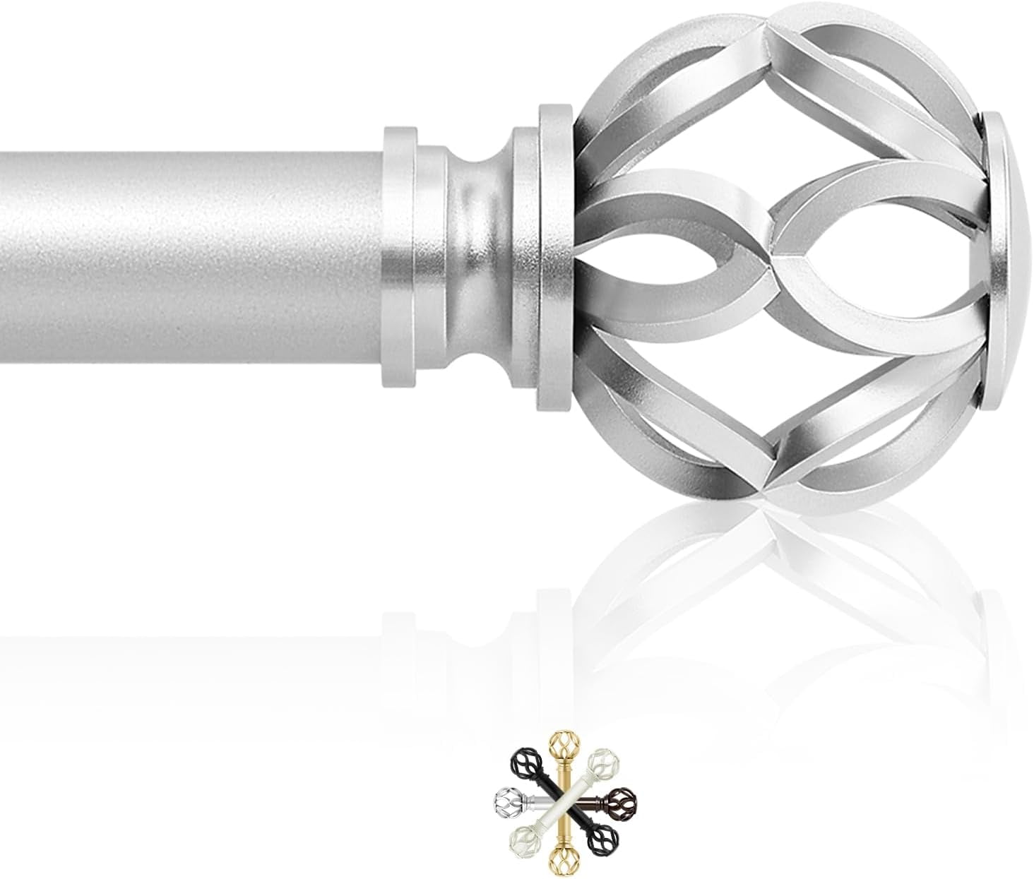 Silver Decorative Farmhouse Curtain Rods:18-60 Inch Adjustable Heavy ...