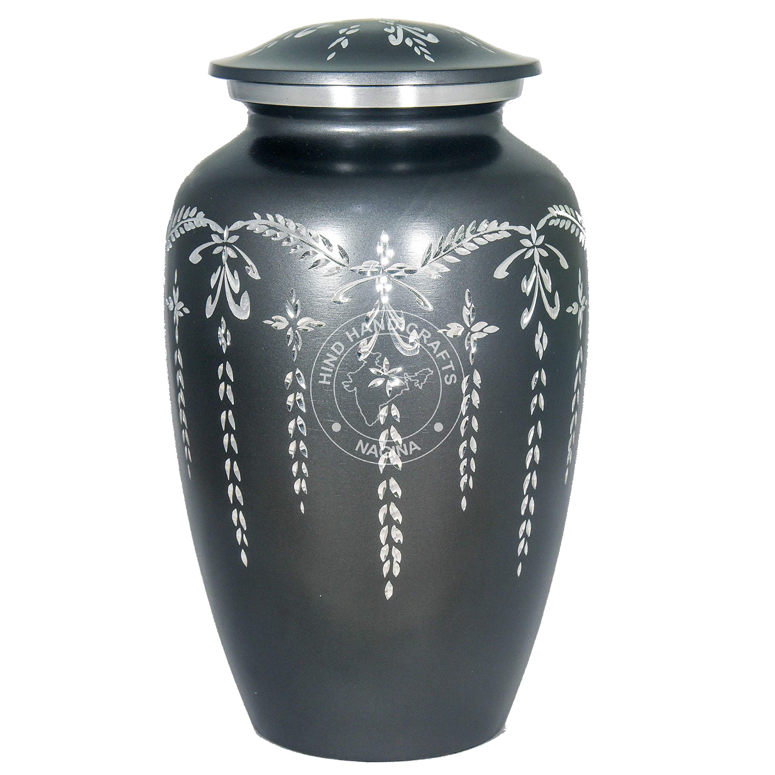 Silver Diamond Engraved Cremation Urn for Human Ashes Adult Funeral Urn ...