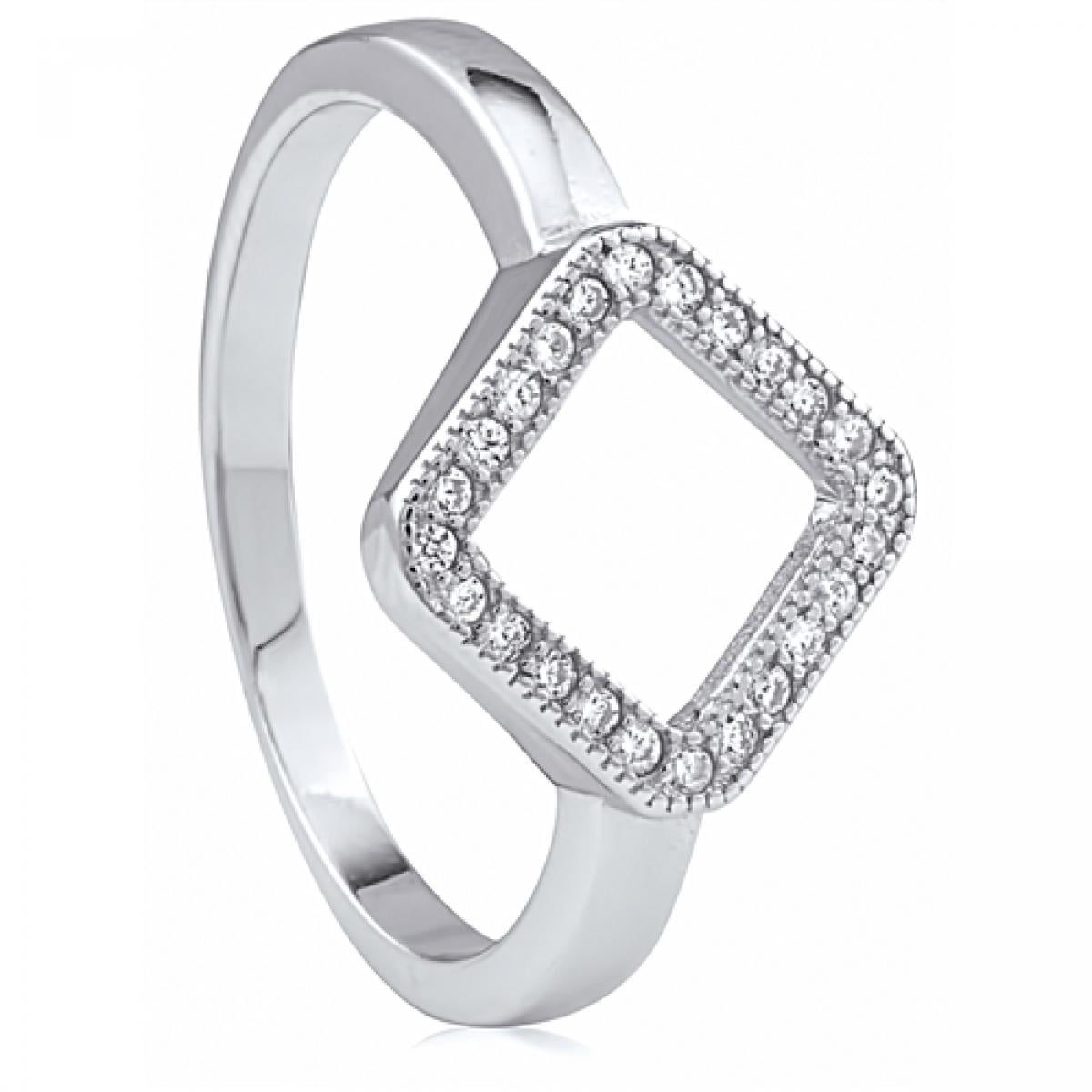 Silver Diamond Shape With Cubic Zirconia Accents Ring - Walmart.com