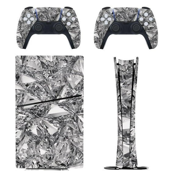 Silver Diamonds Console Skin Bundle for PS5 Pro Slim Disc & Digital ...