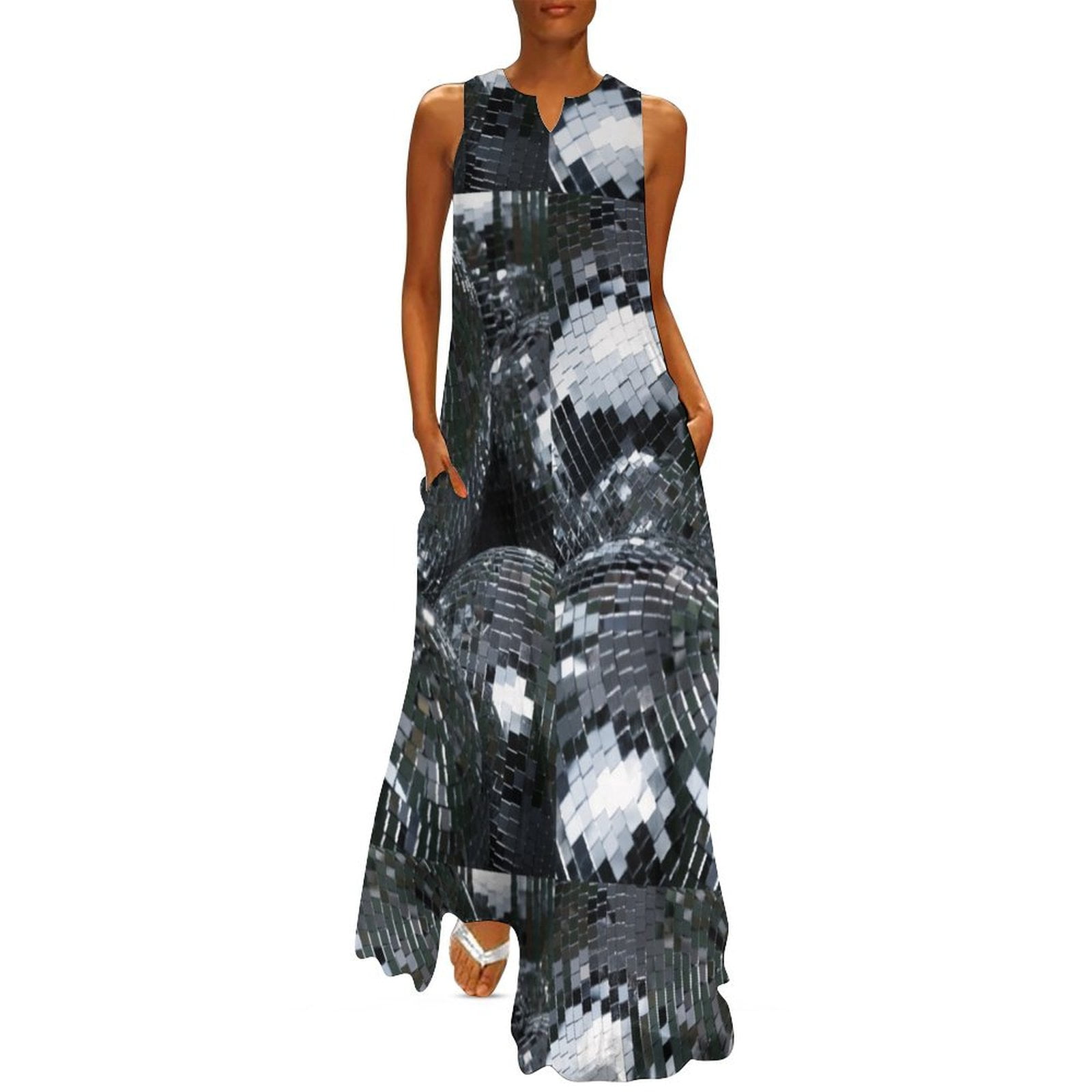 Silver Disco Balls Long Dress dress for women summer dress women 2025 party evening elegant ...