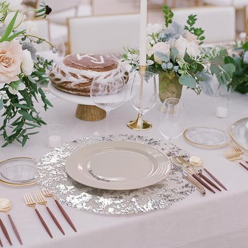 Silver Disposable Placemats Set of 100 Foil Mesh 13 Inch Round Table ...