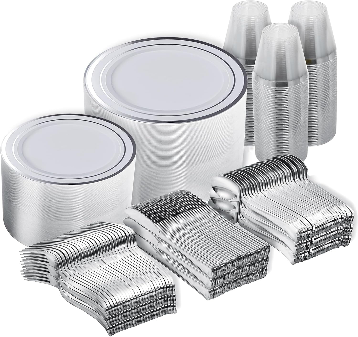 Silver Disposable Plastic Plates, Silver Plastic Dinnerware Set ...