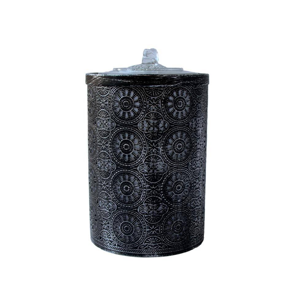 Silver Distressed Metal Die-Cut Citronella Color Changing Fountain ...