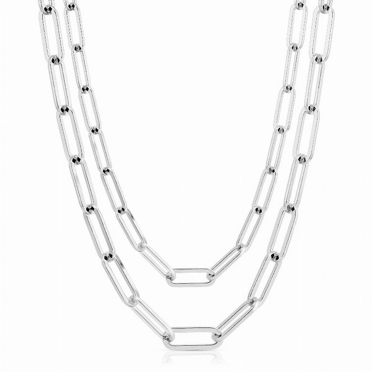 Silver Double Large Elongated Link Chain Necklace - Walmart.com