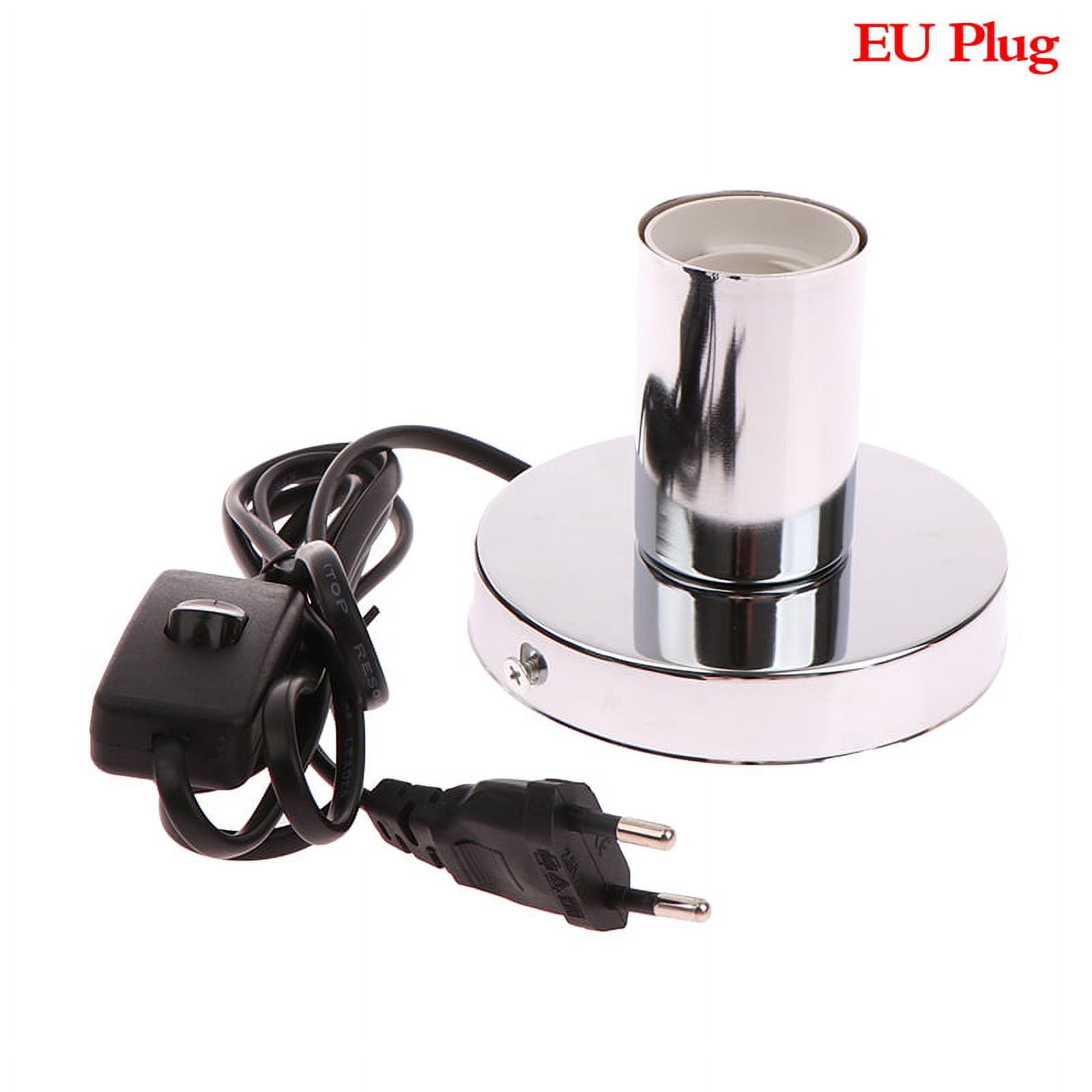 (Silver EU plug) Polished Metal Desktop Lamp Base Night Light With Line ...
