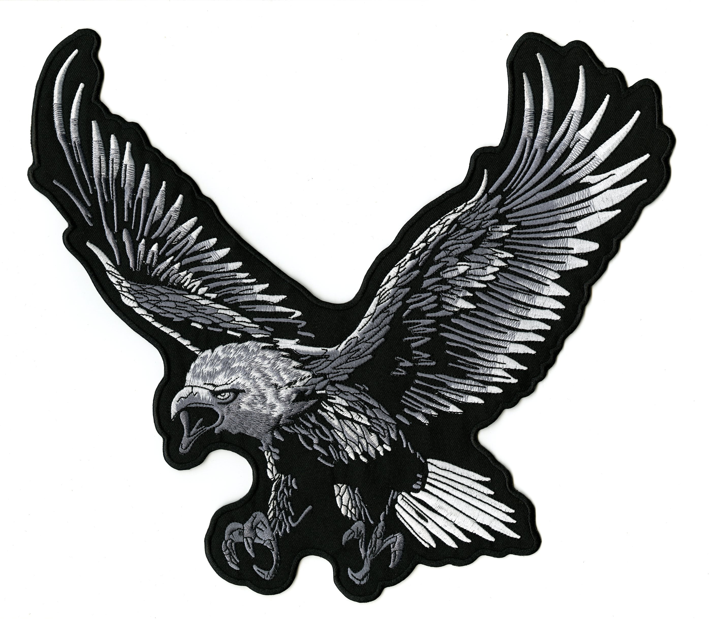 Silver Eagle Patch 9.5" | Freedom Patriotic | Embroidered Iron On ...
