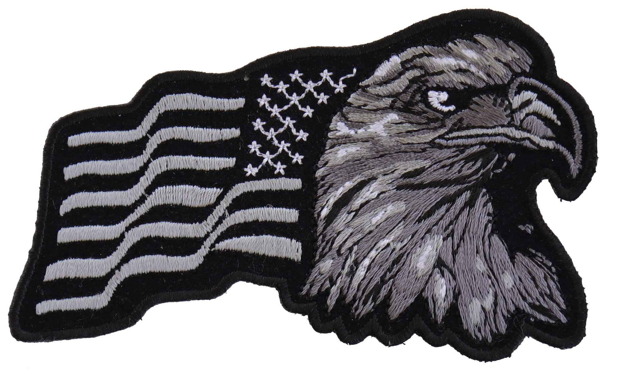 Silver Eagle US Flag Facing Right Patch - 4x2.5 inch. Embroidered Iron ...
