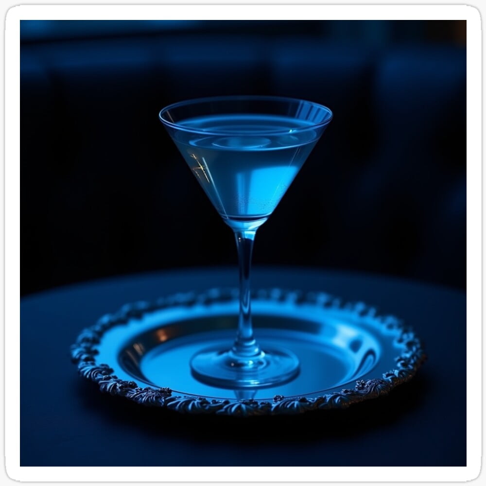 Silver Elegance Â€“ Martini Glass On Refined Tray Sticker Phone Decal ...