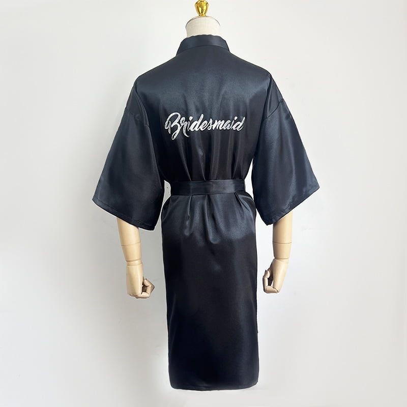 Silver Embellished Bride Bridesmaid Morning Robe Wedding Makeup Robe ...