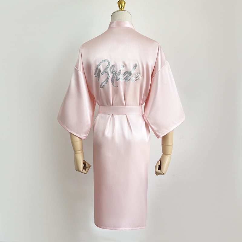 Silver Embellished Bride Bridesmaid Morning Robe Wedding Makeup Robe ...