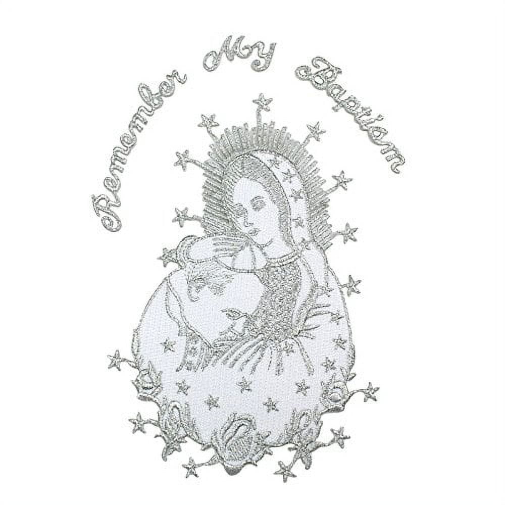 Silver Embroidered Virgin Mary & Pope Applique Patch Metallic Santa ...