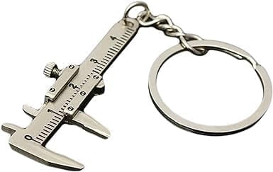 Silver Fashion Mini Vernier Caliper Keychain Zinc Alloy 3D Movable ...