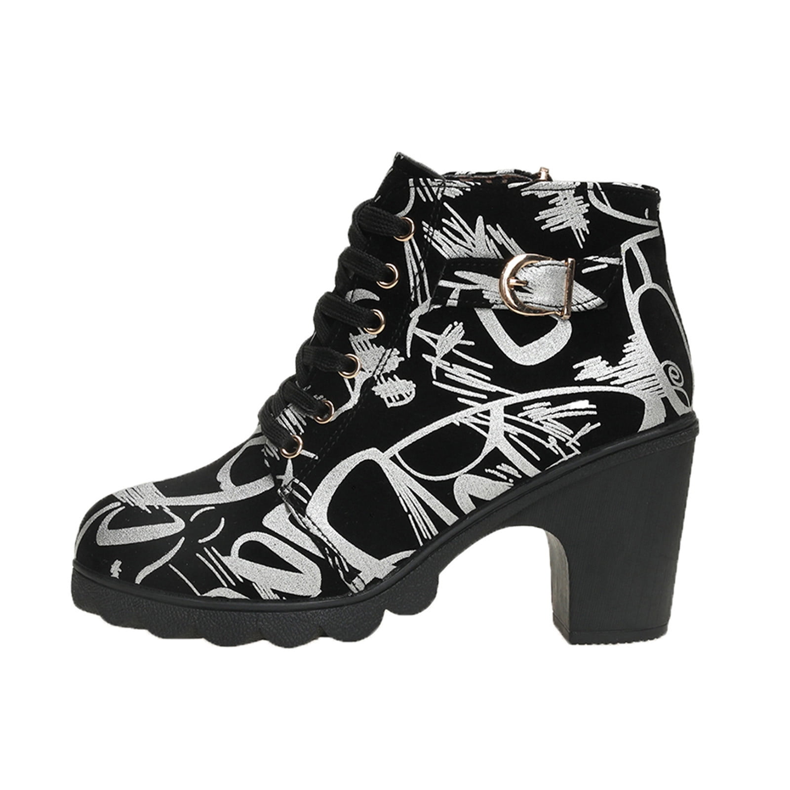 Silver Female High Heel Ankle Boots With Print For Daily Use And ...