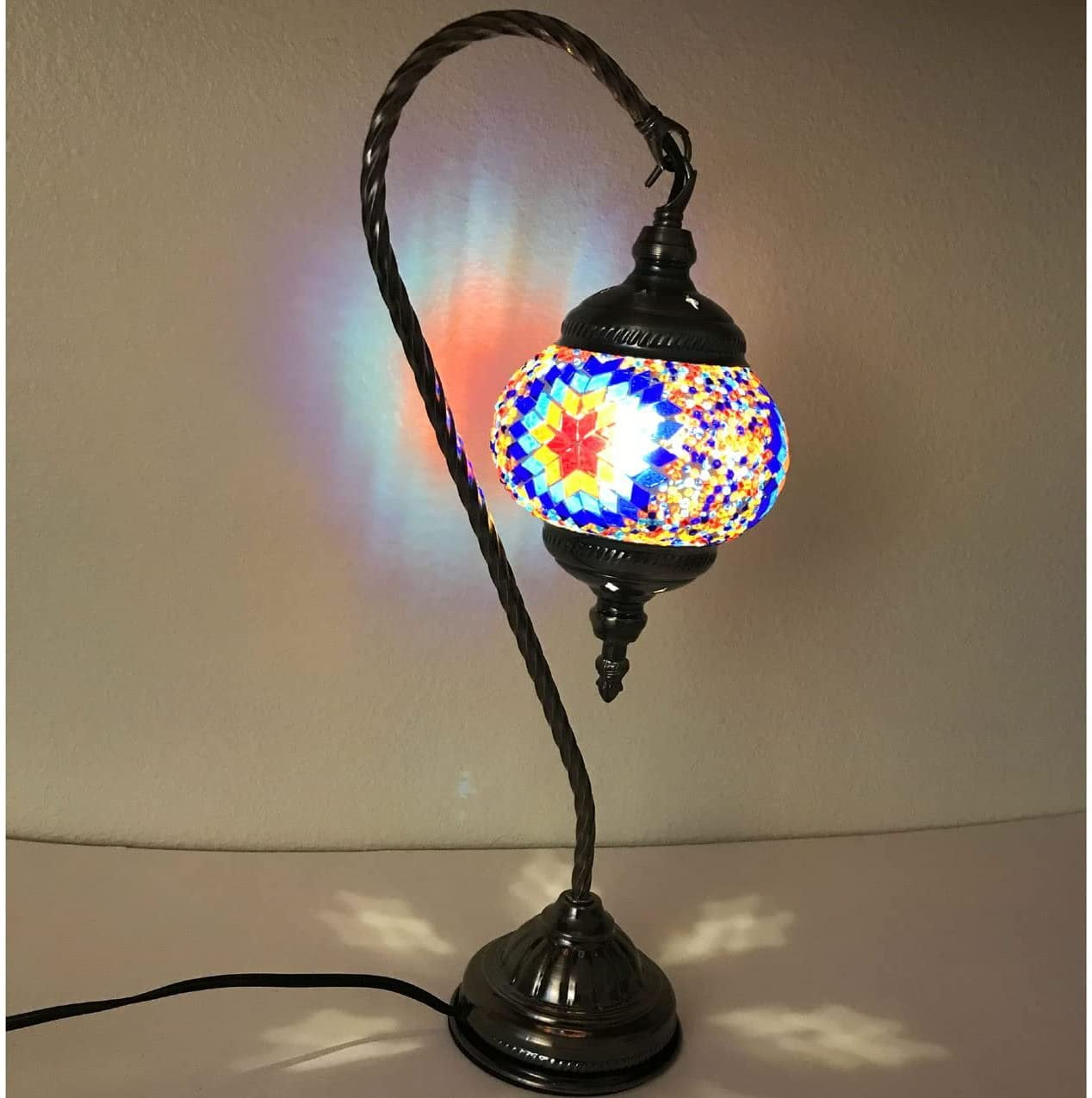 Silver Fever Handcrafted Mosaic Turkish Lamp Moroccan Glass Table Desk ...