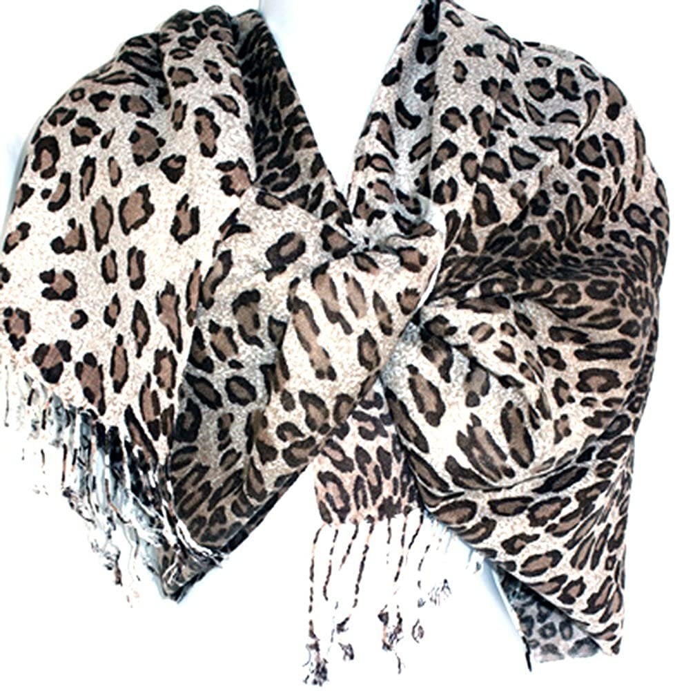 Silver Fever Pashmina-Leopard Animal Print Shawl- Stylish Soft Scarf ...