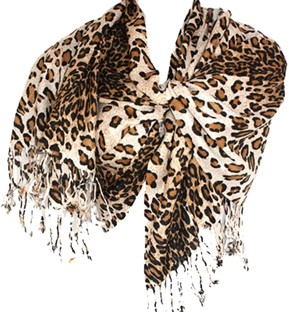 Silver Fever Pashmina-Leopard Animal Print Shawl- Stylish Soft Scarf ...