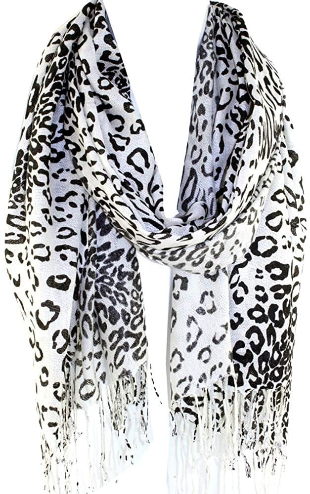 Silver Fever Pashmina-Leopard Animal Print Shawl- Stylish Soft Scarf ...