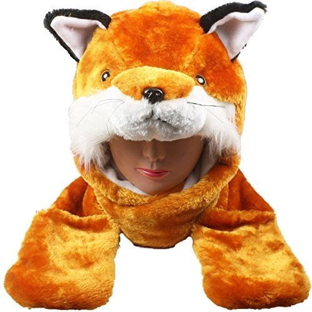 Silver Fever Plush Soft Animal Beanie Hat with Built-in Earmuffs, Scarf ...
