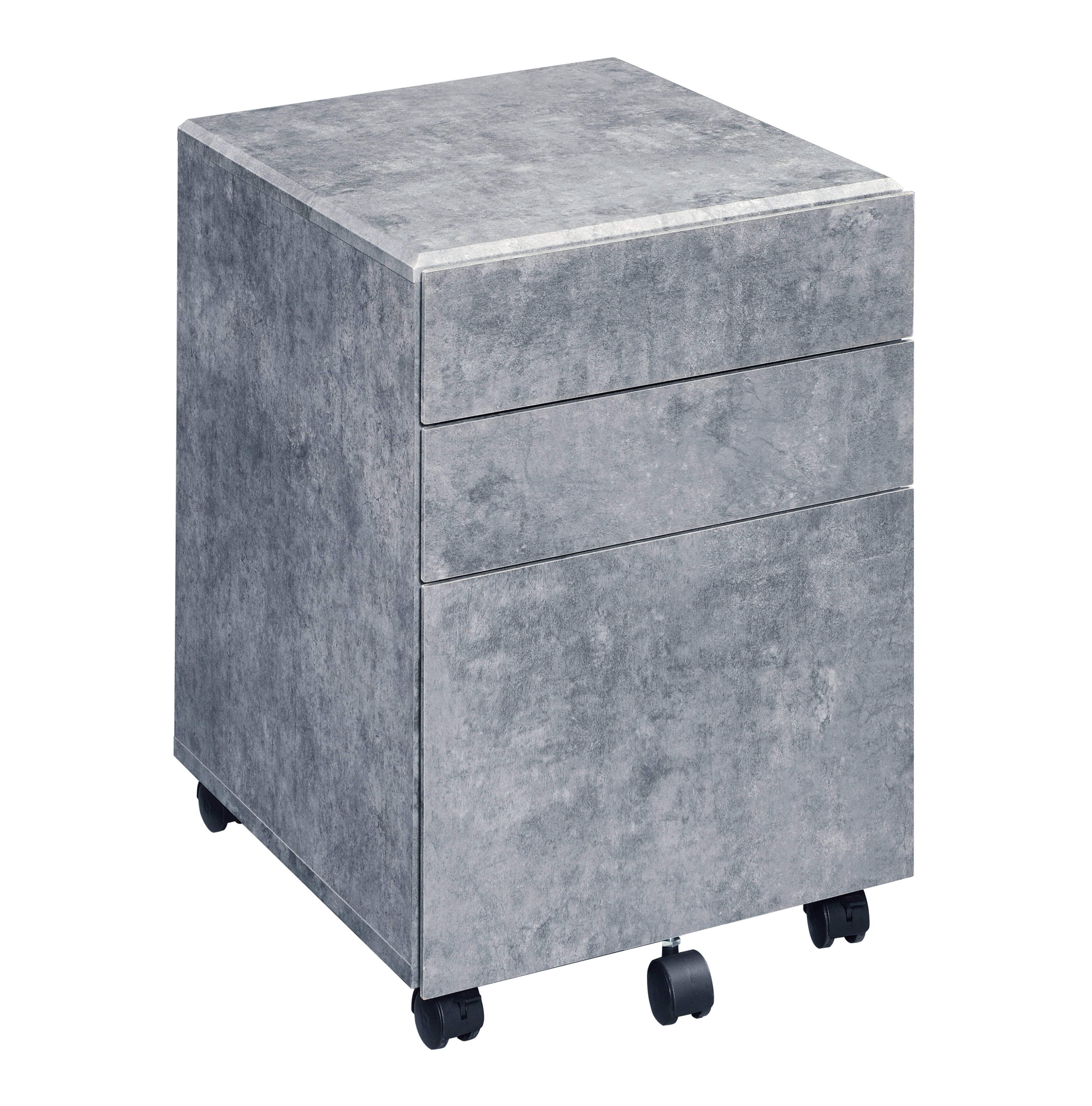 Silver File Cabinet 3 Drawer, Faux Concrete Office Storage Cabinet, Mobile Filing Cabinet with ...