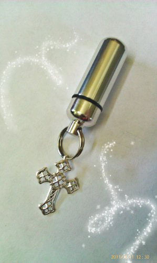 Silver Filigree Cross Anointing Oil or Holy Water Vial Holder Keychain ...